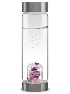 vitajuwel via wellness - crystal water bottle with amethyst, rose quartz & clear quartz