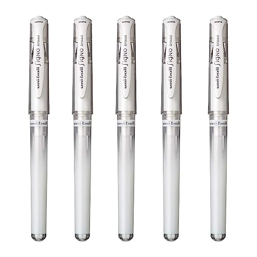 Uni-Ball Signo Broad Point Gel Impact Pen White Ink-1.0mm Value Set of 5