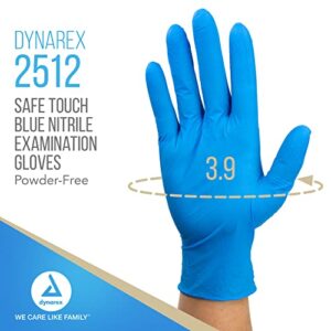 Dynarex Safe-Touch Disposable Nitrile Exam Gloves, Powder-Free, Latex-Free, Touchscreen Friendly & Used by Professionals, Blue, Medium, 1 Box of 100 Safe-Touch Disposable Nitrile Exam Gloves