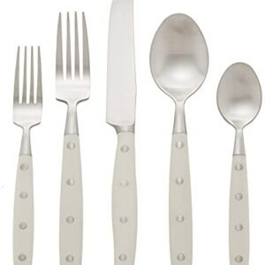 Ginkgo International Lyon 20-Piece Stainless Steel Flatware Place Setting, Ivory, Service for 1