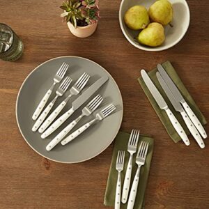 Ginkgo International Lyon 20-Piece Stainless Steel Flatware Place Setting, Ivory, Service for 1