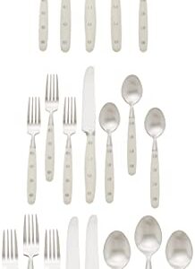 Ginkgo International Lyon 20-Piece Stainless Steel Flatware Place Setting, Ivory, Service for 1