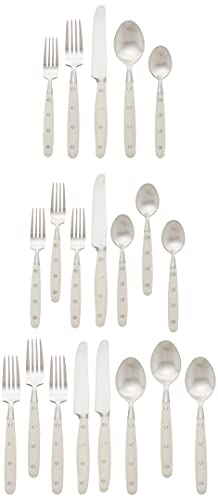 Ginkgo International Lyon 20-Piece Stainless Steel Flatware Place Setting, Ivory, Service for 1