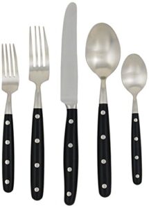 ginkgo international lyon 5-piece stainless steel flatware place setting, ebony, service for 1