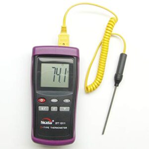 Digital Scientific K-Type Thermocouple Thermometer with 1 Sensor Wire Probe and 3" Stainless Steel Insertion Probe DT1311