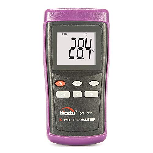 Digital Scientific K-Type Thermocouple Thermometer with 1 Sensor Wire Probe and 3" Stainless Steel Insertion Probe DT1311