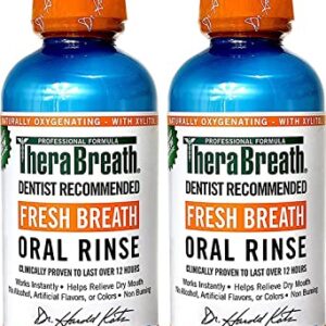 TheraBreath Dentist Recommended Fresh Breath Oral Rinse - Icy Mint Flavor, 16 Fl Oz (Pack of 2)