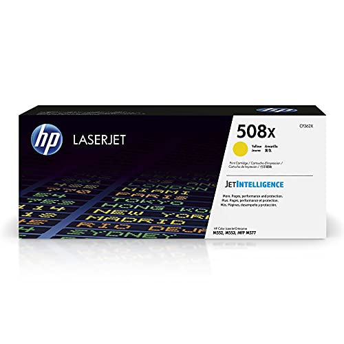 HP 508X Yellow High-yield Toner Cartridge | Works with HP Color LaserJet Enterprise M552, M553, HP Color LaserJet Enterprise MFP M577 Series | CF362X