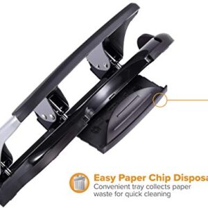 Bostitch Office EZ Squeeze Heavy Duty 3 Hole Punch, 40-Sheet Capacity, Use Less Force, Perfect for Home Office School Supplies, Sleek Design, Silver