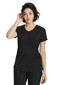 healing hands yoga scrubs top for women purple label 2 pocket v-neck women's scrub top 2245 juliet black l