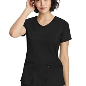 Healing Hands Yoga Scrubs Top for Women Purple Label 2 Pocket V-Neck Women's Scrub Top 2245 Juliet Black L