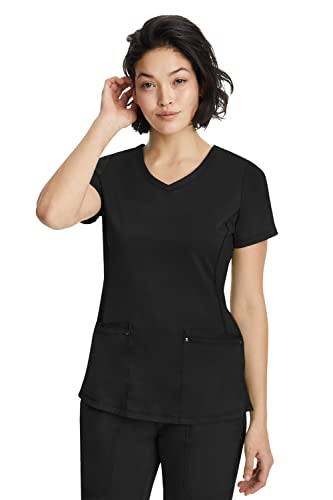 Healing Hands Yoga Scrubs Top for Women Purple Label 2 Pocket V-Neck Women's Scrub Top 2245 Juliet Black L