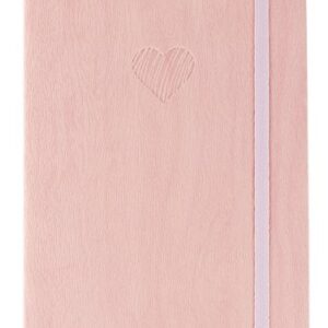 Red Co. 5 x 7 inch Embossed Heart Faux Leather Journal with 240 Lined Pages, Pink