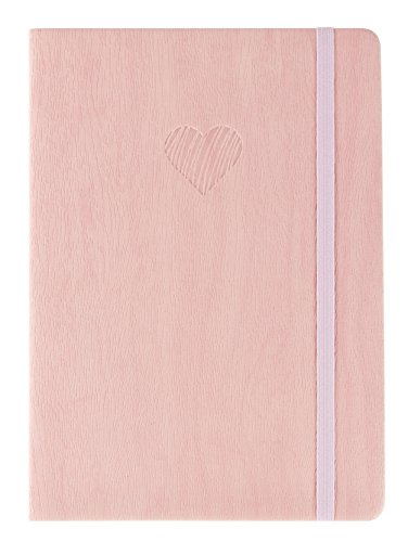 Red Co. 5 x 7 inch Embossed Heart Faux Leather Journal with 240 Lined Pages, Pink