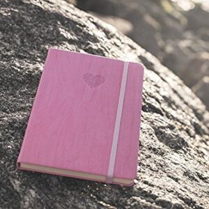 Red Co. 5 x 7 inch Embossed Heart Faux Leather Journal with 240 Lined Pages, Pink