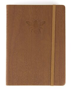 red co. 5 x 7 inch embossed bee textured faux leather journal, 240 lined pages, brown