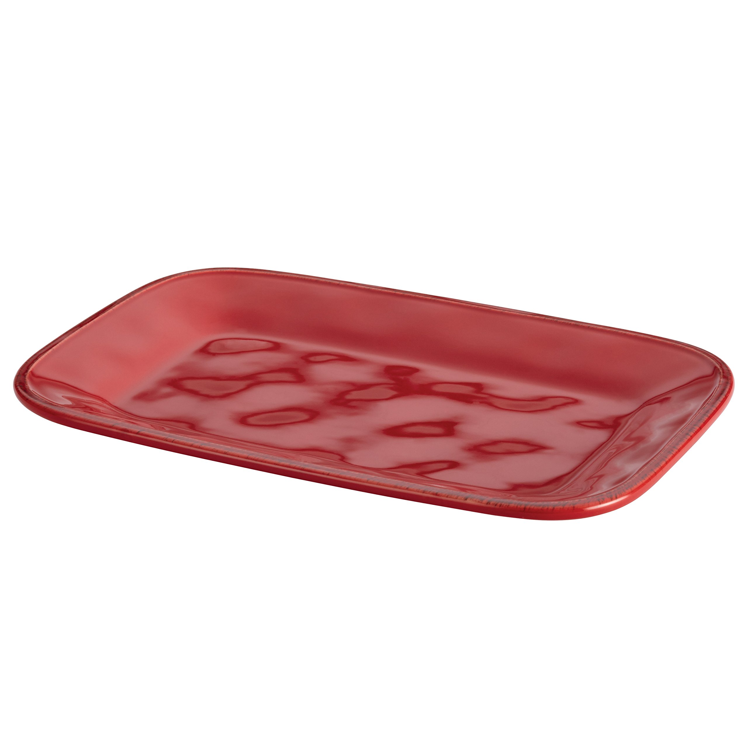 Rachael Ray Cucina Dinnerware 8-Inch x 12-Inch Stoneware Rectangular Platter, Cranberry Red -