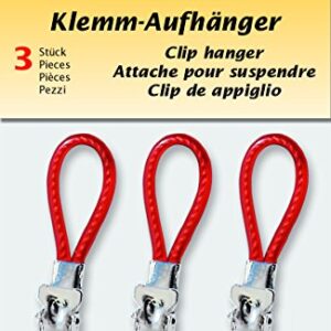 Kleiber 5 x 2 x 1 cm Towel Clip Hanger, Pack of 3, Red