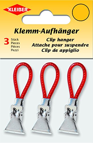 Kleiber 5 x 2 x 1 cm Towel Clip Hanger, Pack of 3, Red