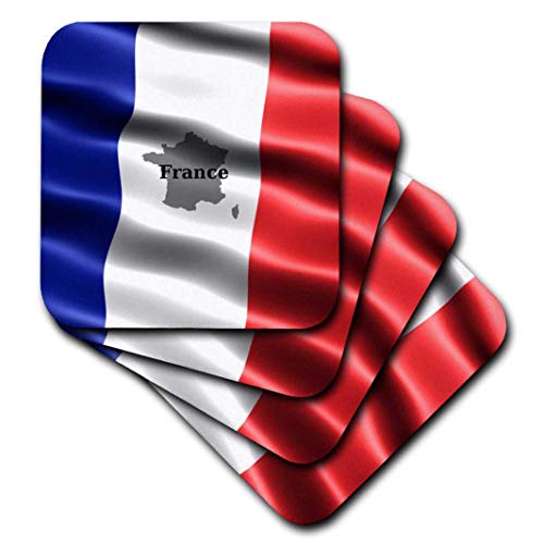 3dRose CST_204483_1 French Flag Design Soft Coaster (Set of 4)