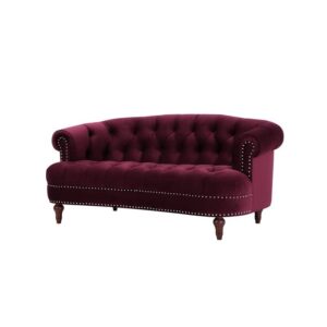 jennifer taylor home la rosa victorian chesterfield loveseat, burgundy velvet