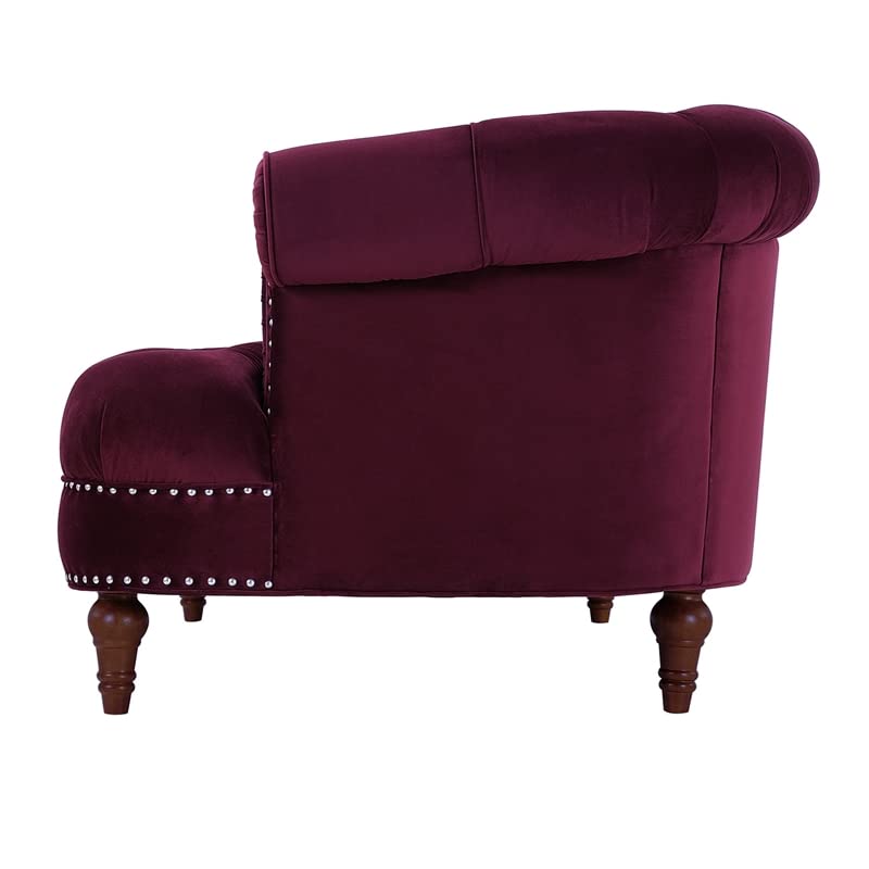 Jennifer Taylor Home La Rosa Victorian Chesterfield Loveseat, Burgundy Velvet