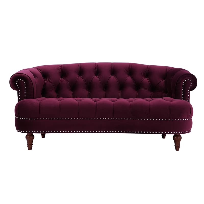 Jennifer Taylor Home La Rosa Victorian Chesterfield Loveseat, Burgundy Velvet