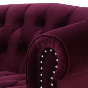 Jennifer Taylor Home La Rosa Victorian Chesterfield Loveseat, Burgundy Velvet