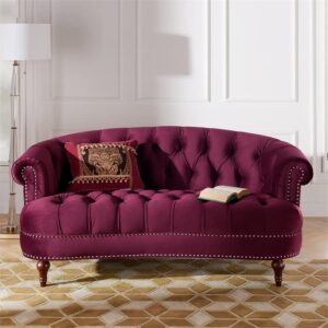 Jennifer Taylor Home La Rosa Victorian Chesterfield Loveseat, Burgundy Velvet