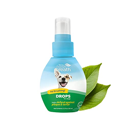 TropiClean Fresh Breath Drops for Dogs | Travel Ready Dog Breath Freshener Concentrated Water Additive Drops | Made in the USA | 2.2 oz.