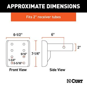 CURT 48343 Adjustable Pintle Mount for 2-Inch Hitch Receiver, 17,000 lbs, 7-1/4-Inch Height, 6-Inch Length, Carbide Black Powder Coat