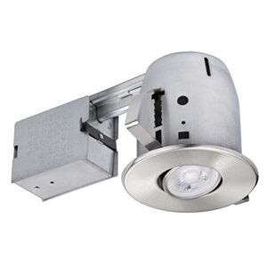 4" led ic rated swivel round trim recessed lighting kit, brushed nickel, easy install push-n-click clips, led bulb included, 3.88" hole size,90734