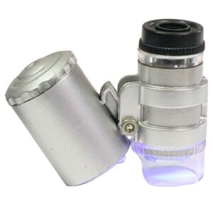 HTS 211A0-45x LED Lighted - Mini Handleld Pocket Microsclpe - 3 Bulbs UV and Bright White -Easy Slide Focus