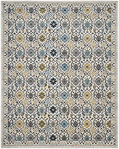 SAFAVIEH Evoke Collection 9' x 12' Ivory/Blue EVK210C Non-Shedding Living Room Bedroom Dining Home Office Area Rug