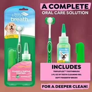 TropiClean Fresh Breath Oral Care Kit for Puppies - Complete Toothbrush & Toothpaste Gel Kit - Helps Remove Plaque & Tartar + Breath Freshener