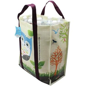 EcoJeannie 5 pack Super Strong X-Large Laminated Woven Reusable Shopping Tote Bag (Avail: Set of 1,2,3,4,5 Bags), Free Standing, Recycled Plastic w/Bottom Board & Reinforced Nylon Handle - WTS051