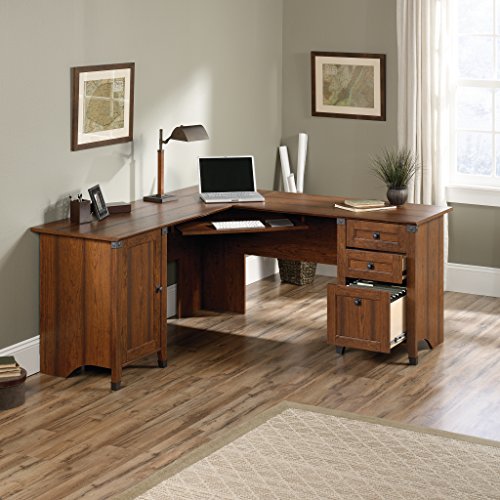 Sauder Carson Forge Corner Computer Desk, Washington Cherry finish