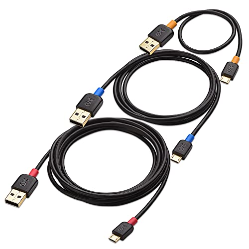 Cable Matters Combo 3-Pack Gold-Plated USB 2.0 Type A to Micro-B Cable - 1, 3, 6 Feet