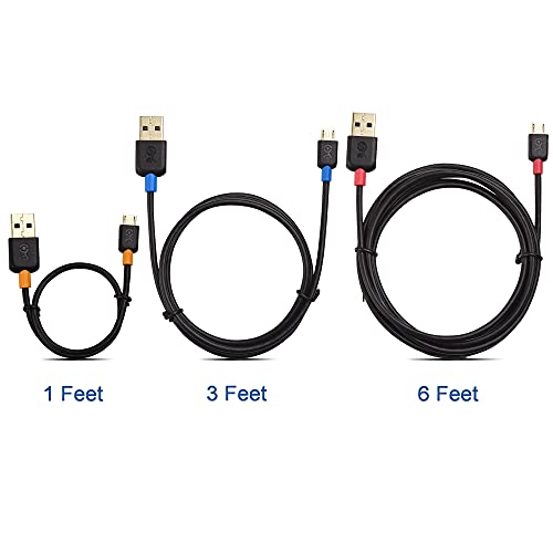 Cable Matters Combo 3-Pack Gold-Plated USB 2.0 Type A to Micro-B Cable - 1, 3, 6 Feet