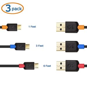 Cable Matters Combo 3-Pack Gold-Plated USB 2.0 Type A to Micro-B Cable - 1, 3, 6 Feet