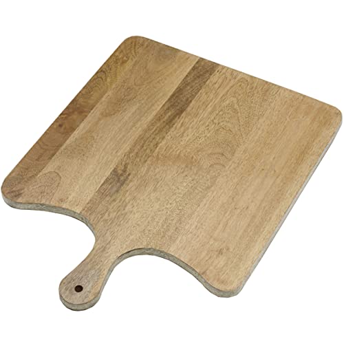 Fitz and Floyd Austin Craft Maryn Mango Wood Paddle Cheese Charcuterie Serving Board, 18-Inch, White