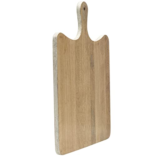 Fitz and Floyd Austin Craft Maryn Mango Wood Paddle Cheese Charcuterie Serving Board, 18-Inch, White