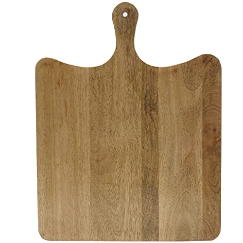 Fitz and Floyd Austin Craft Maryn Mango Wood Paddle Cheese Charcuterie Serving Board, 18-Inch, White