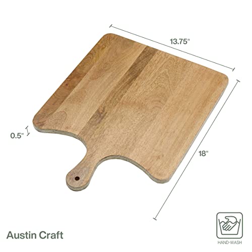 Fitz and Floyd Austin Craft Maryn Mango Wood Paddle Cheese Charcuterie Serving Board, 18-Inch, White