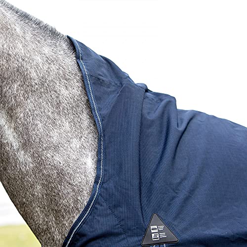 Horze Avalanche 1200D Ripstop High Neck Lightweight Waterproof Horse Turnout Rain Sheet (No Fill) - Peacoat Dark Blue - 84