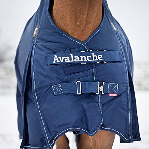 Horze Avalanche 1200D Ripstop High Neck Lightweight Waterproof Horse Turnout Rain Sheet (No Fill) - Peacoat Dark Blue - 84