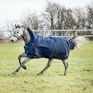 Horze Avalanche 1200D Ripstop High Neck Lightweight Waterproof Horse Turnout Rain Sheet (No Fill) - Peacoat Dark Blue - 84