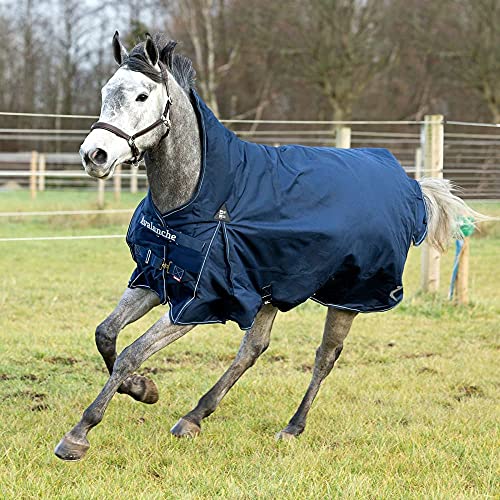 Horze Avalanche 1200D Ripstop High Neck Lightweight Waterproof Horse Turnout Rain Sheet (No Fill) - Peacoat Dark Blue - 84