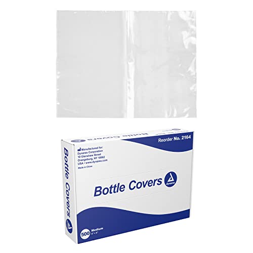 Dynarex Bottle Covers, Transparent Disposable Plastic Bags for Protecting Bottles, Non-Sterile & Latex-Free, Medium 6x8, 1 Box of 500 Bottle Covers