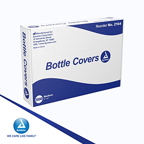 Dynarex Bottle Covers, Transparent Disposable Plastic Bags for Protecting Bottles, Non-Sterile & Latex-Free, Medium 6x8, 1 Box of 500 Bottle Covers